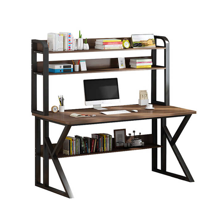 Home Study Computer Table Steel with Bookshelf for Desk Gaming Standing ...