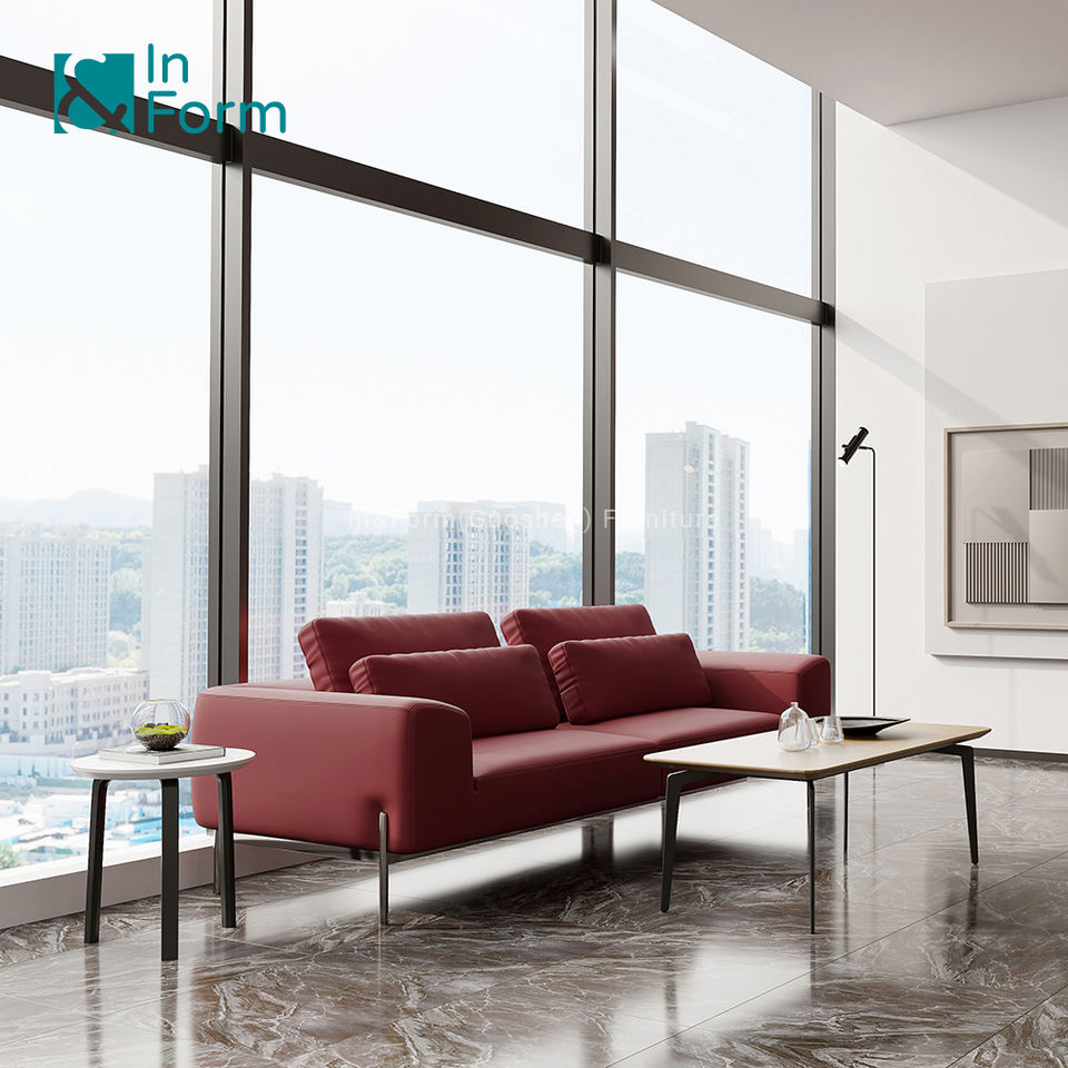Luxury Italian Modern Leather Sofa Set for Office & Waiting