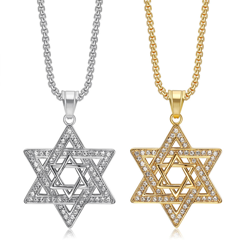 Hip Hop Hexagram Star David Jewish Iced Out CZ Zircon Waterproof ...