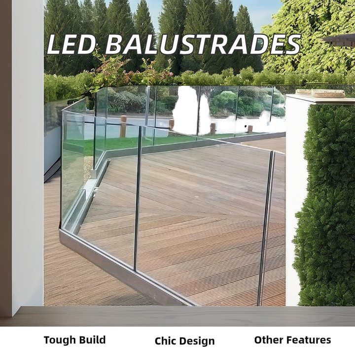 Modern Aluminum U-Channel Profile LED Light Stainless Balustrades ...