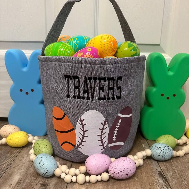 Boys Sports Easter Basket Personalized Boys Baseball Football and ...