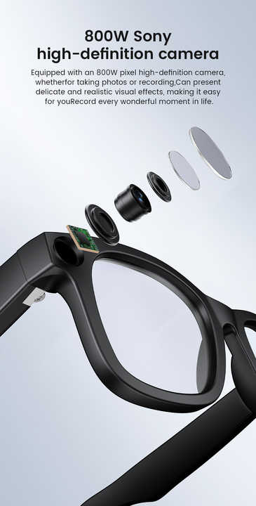 800W HD Camera Smart Glasses E03 Video Recording WIFI Transfer Gesture ...