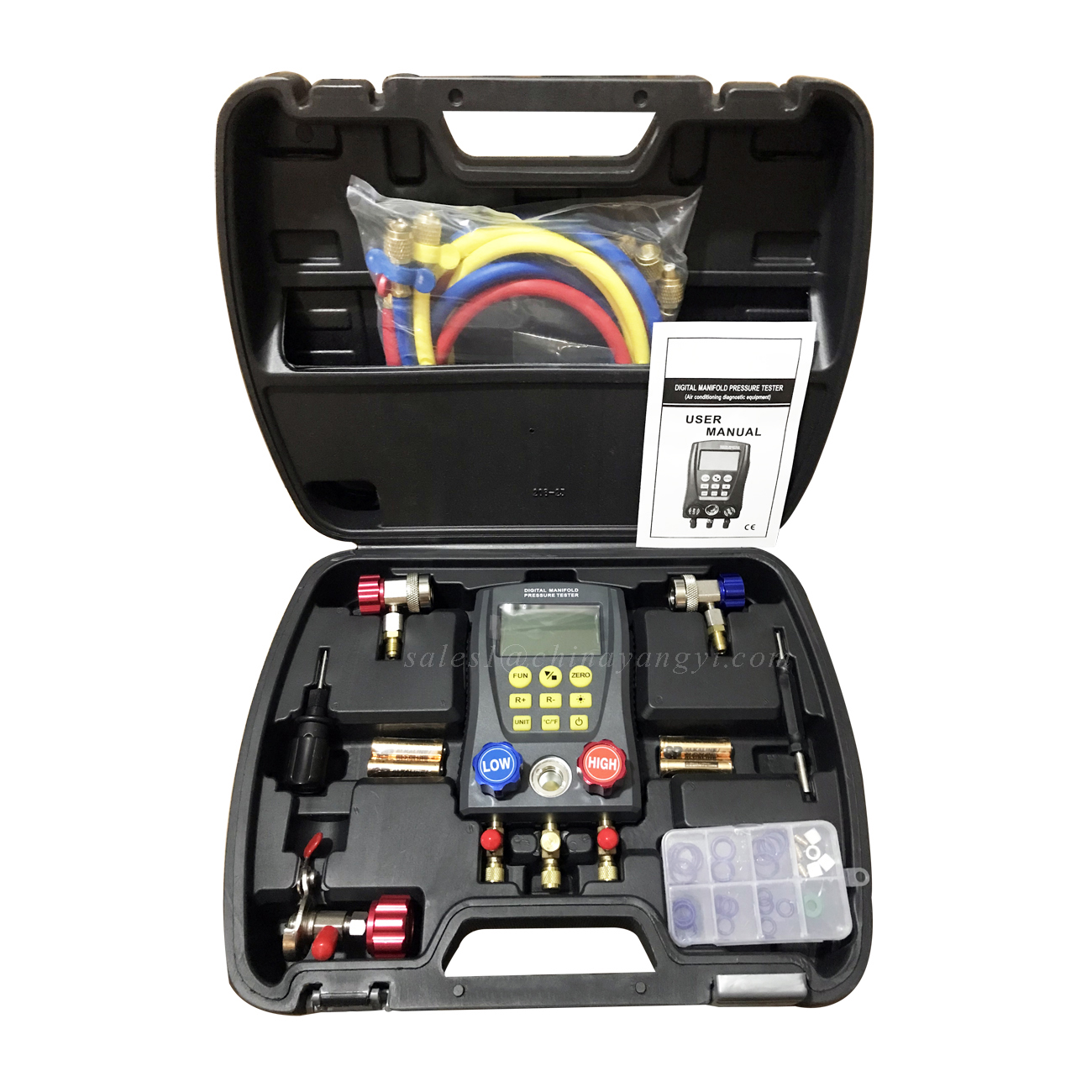 Auto Air Conditioning Digital Manifold Kit Digital Refrigerant Pressure ...