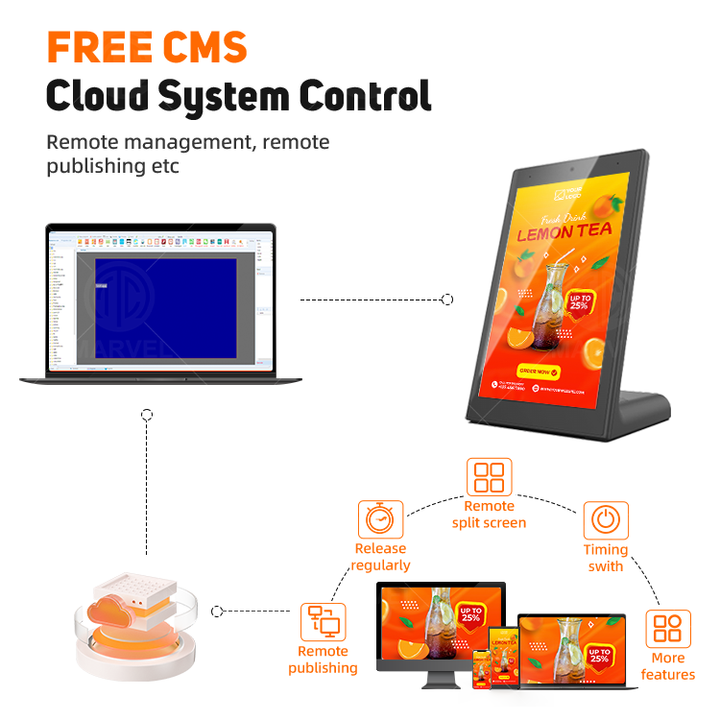 MWE 10.1" 8" L-Type Design Multi Points Touch Screen Tablet Food Menu ...