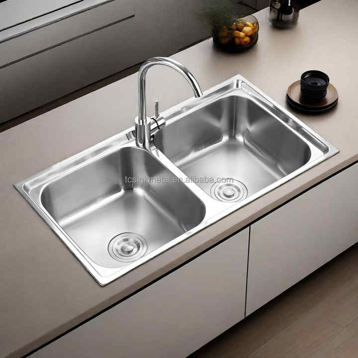 800x450mm Two Bowl Sink - Stainless Steel Kitchen Solution