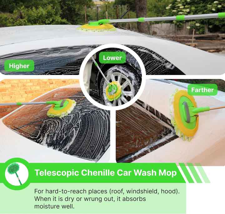 Retractable Long Handle Car Wash Brush Chenille Microfiber Car Cleaning ...