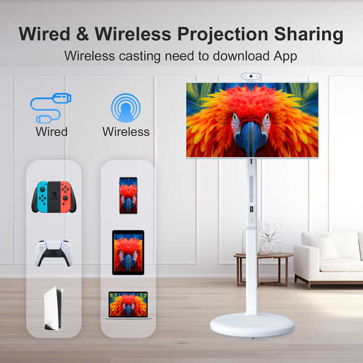 RXD 27-Inch White Cabinet Android Portable Touch Screen Monitor