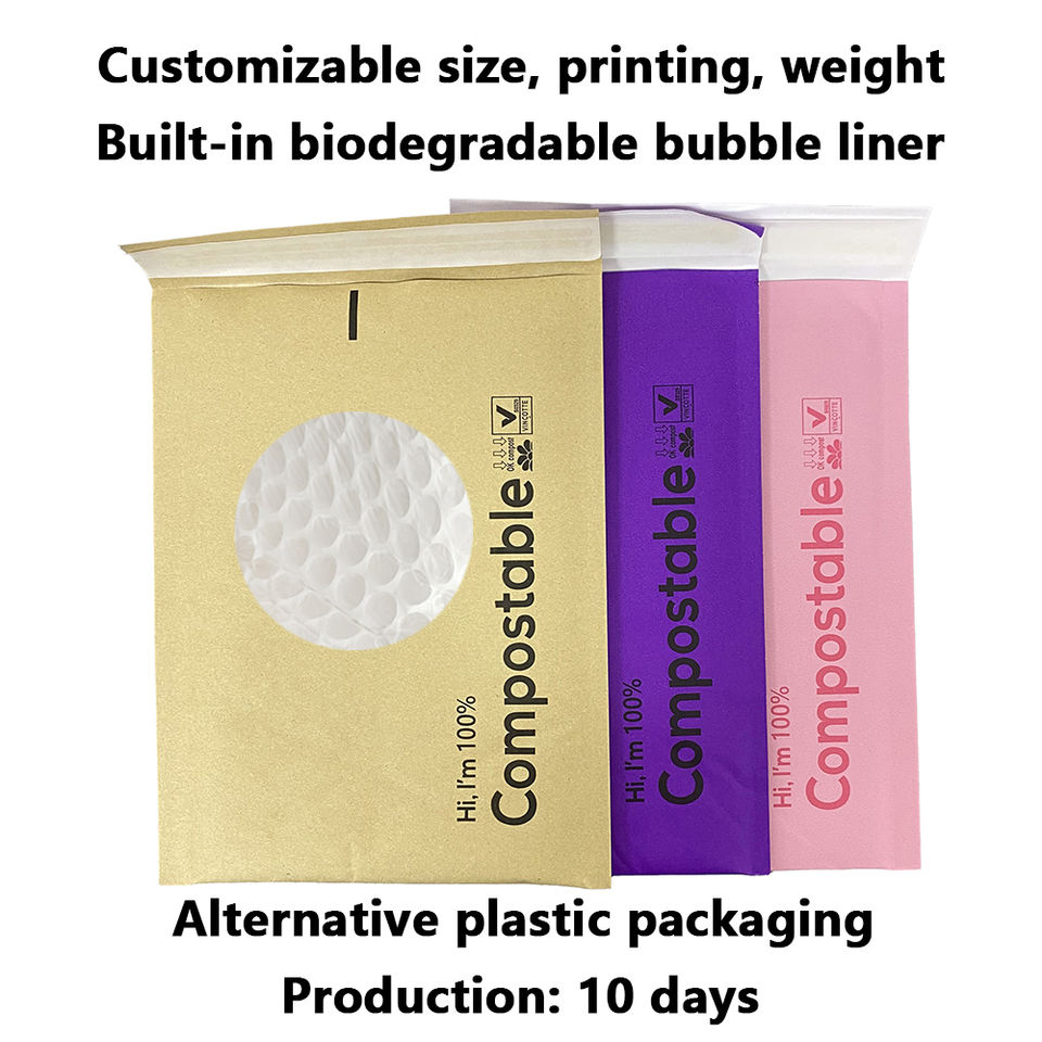 Custom Biodegradable Kraft Paper Bubble Mailer with Seal Adhesive ...