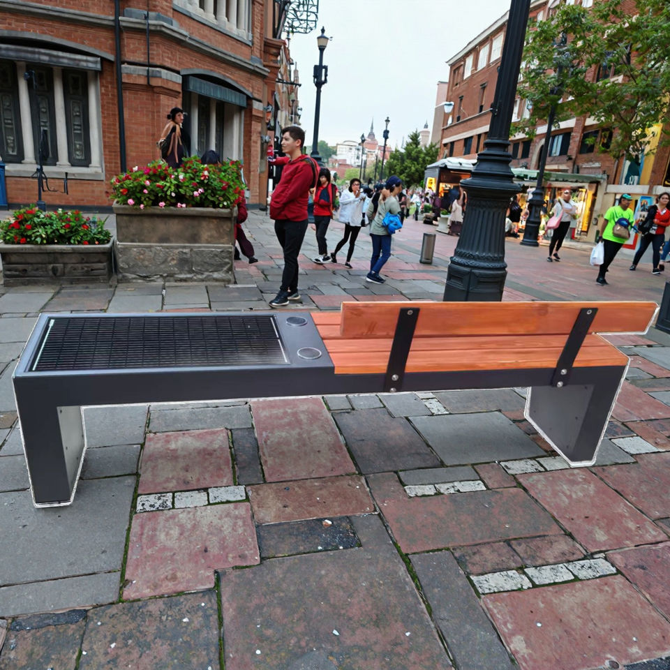 Antivandal Solar Bench Wireless Charging Advertising Solar Power Heated ...