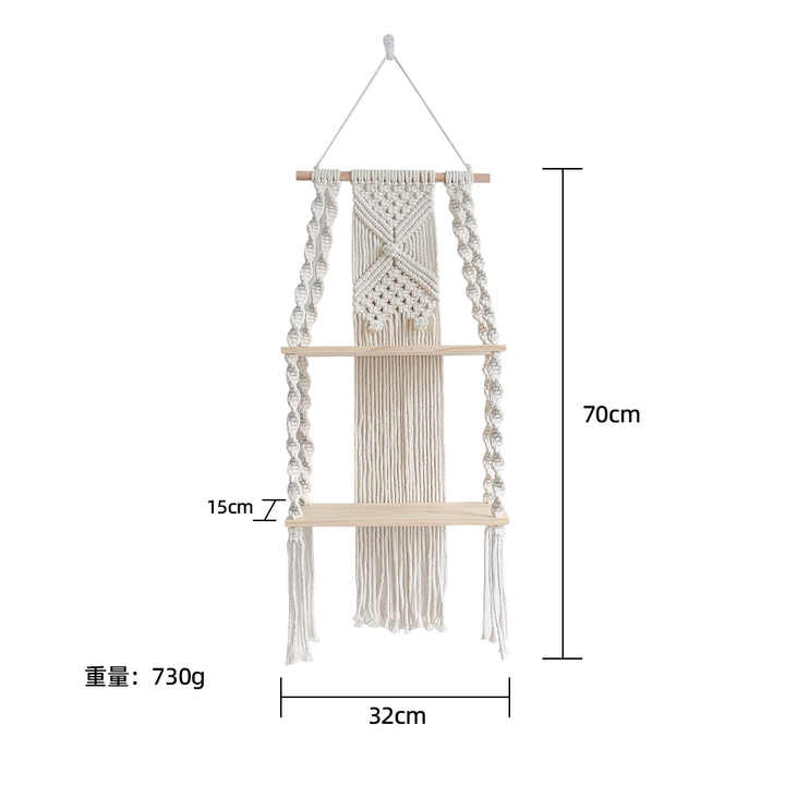 Modern 2-Layer Floating Wall Shelves - Hand-Woven Tapestry