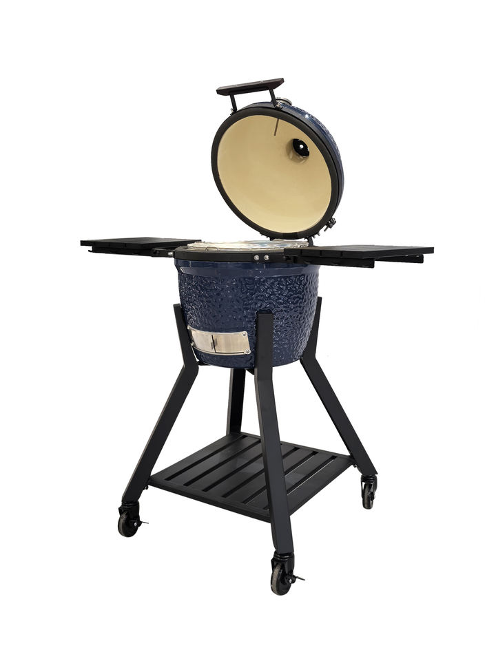 Royal Kamado MK16 Pro Modern Ceramic Egg Shaped Glossy Deep Blue Smoker ...