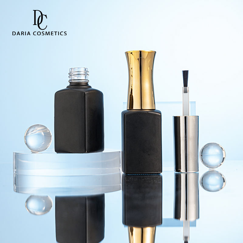 15ml Polish Gel Bottle Custom Color Matte Black Empty Glass Bottles for ...