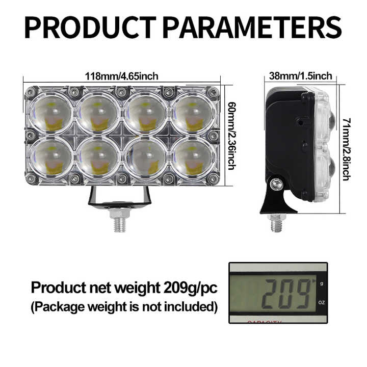 5 Inch 8 Led Lens Projector Led Work Light Car Fog Light White Yellow ...