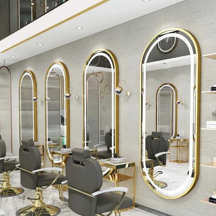 Barber Shop Mirror Wall Mounted Simple Led Hair Salon Mirror With Light ...