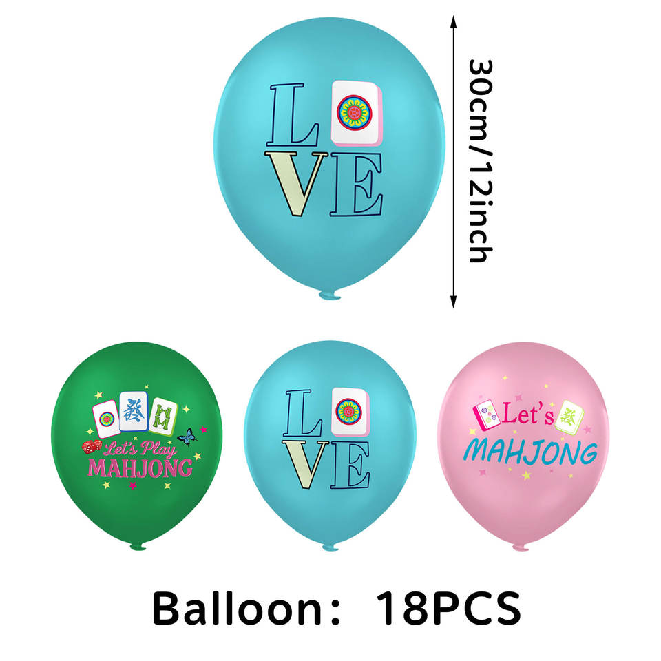 Mahjong Party Decor Banner Bunting Balloons Hanging Swirl Honeycomb ...