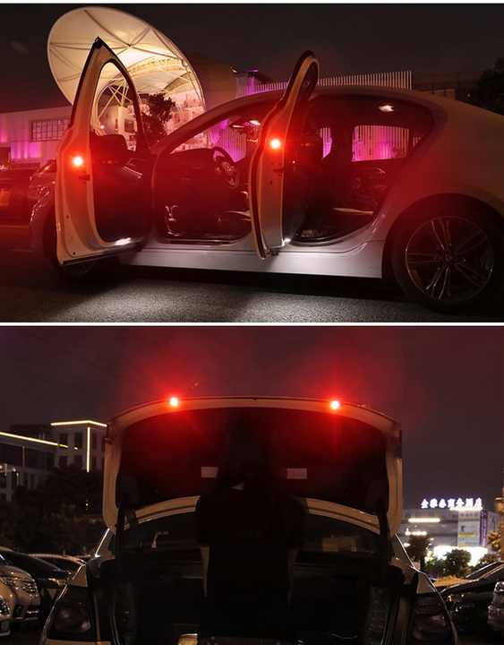 Universal LED Car Opening Door Safety Warning Anti-Collision Lights New ...