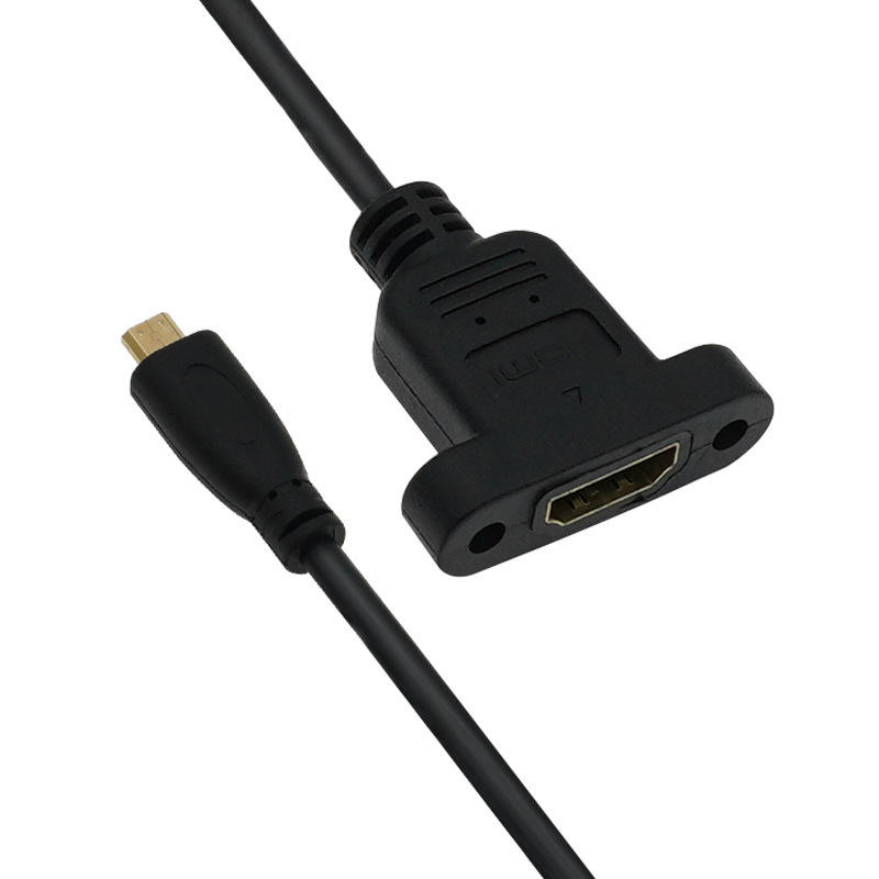 Micro HDMI Male to HDMI Female Panel Mount Cable Audio & Video Cable ...