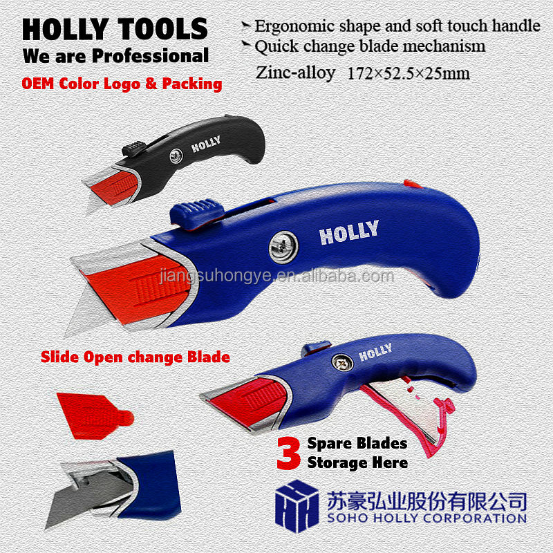 Auto Retractable Utility Knife Safety Box Cutter Zinc Alloy Self ...