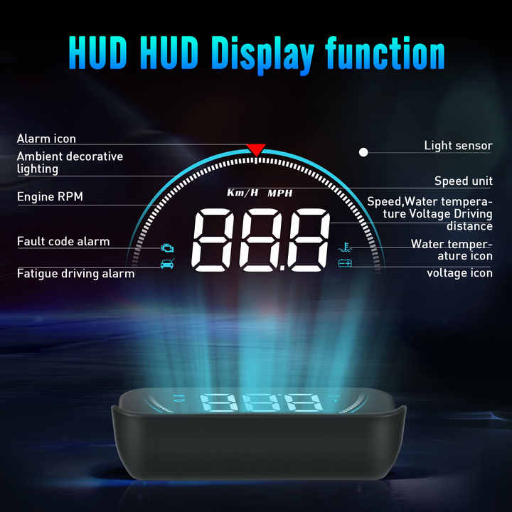 Windshield Hud Combiner Obd2 Digital Speedometer Lcd Display Rpm Volt ...