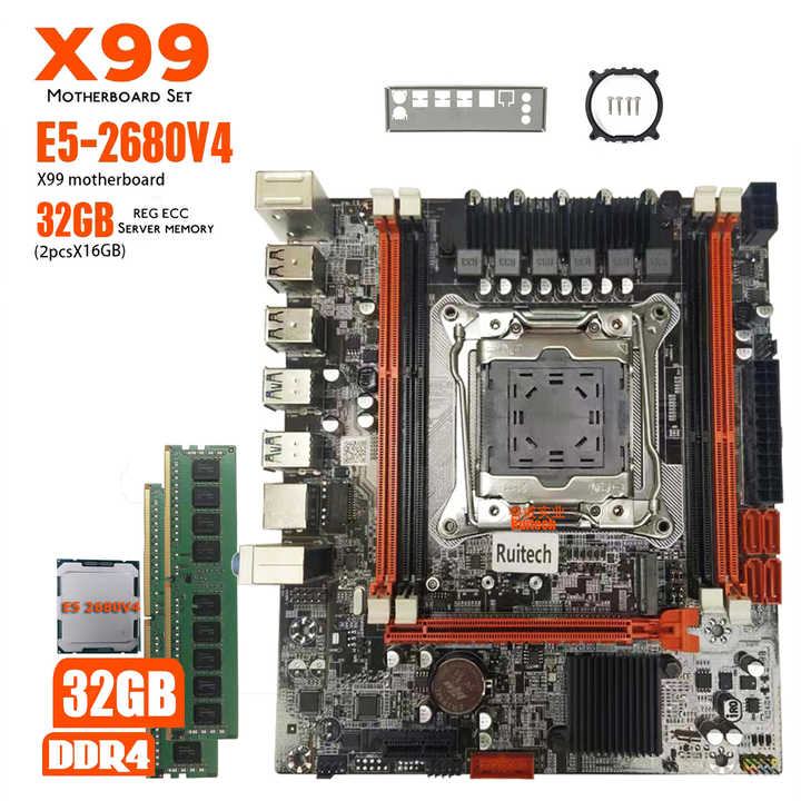 Amentmen X99 Motherboard Set with Xeon 2680V4 CPU & 32GB DDR4