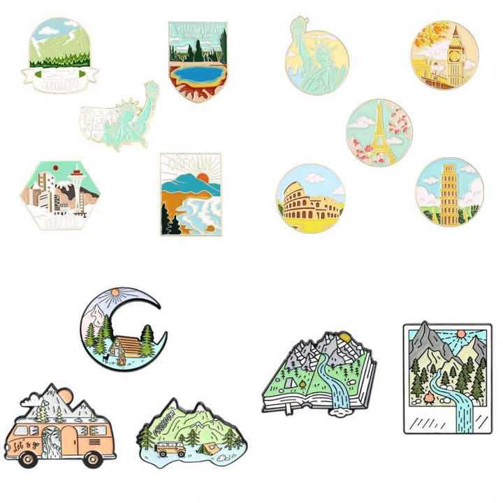 Custom Country Icon Building, Shaped Pins Maker Personalized Cartoon ...