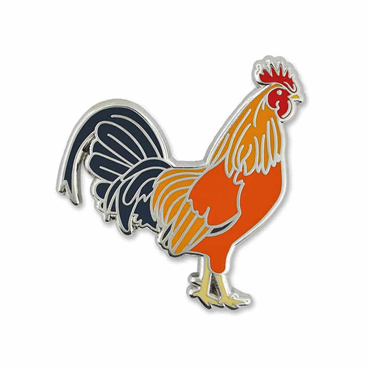Custom Metal Crafts Lapel Pin Factory Animal Rooster Hen Enamel Pin
