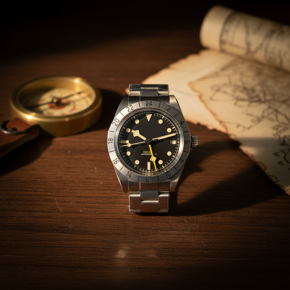 Dual Time Zone Automatic Watch GMT Function Night Luminous Display ...