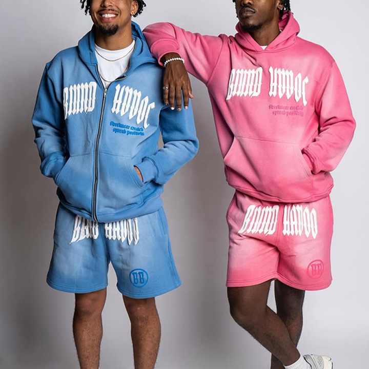 Custom Track Suit Hoodies and Shorts Set Designer Clothes Zipper ...