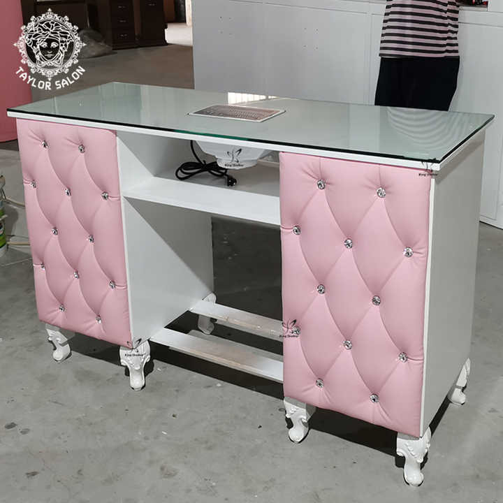 Pink Nail Table with Chair - Stylish Salon Furniture