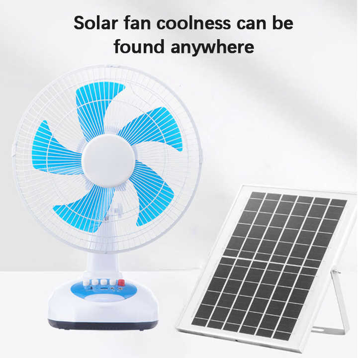 12inch Solar Table Fan Rechargeable Solar Panels Power Battery Table ...
