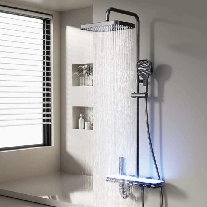 Gun Gray Piano 6-way Multi-function Thermostatic Shower Faucet ...