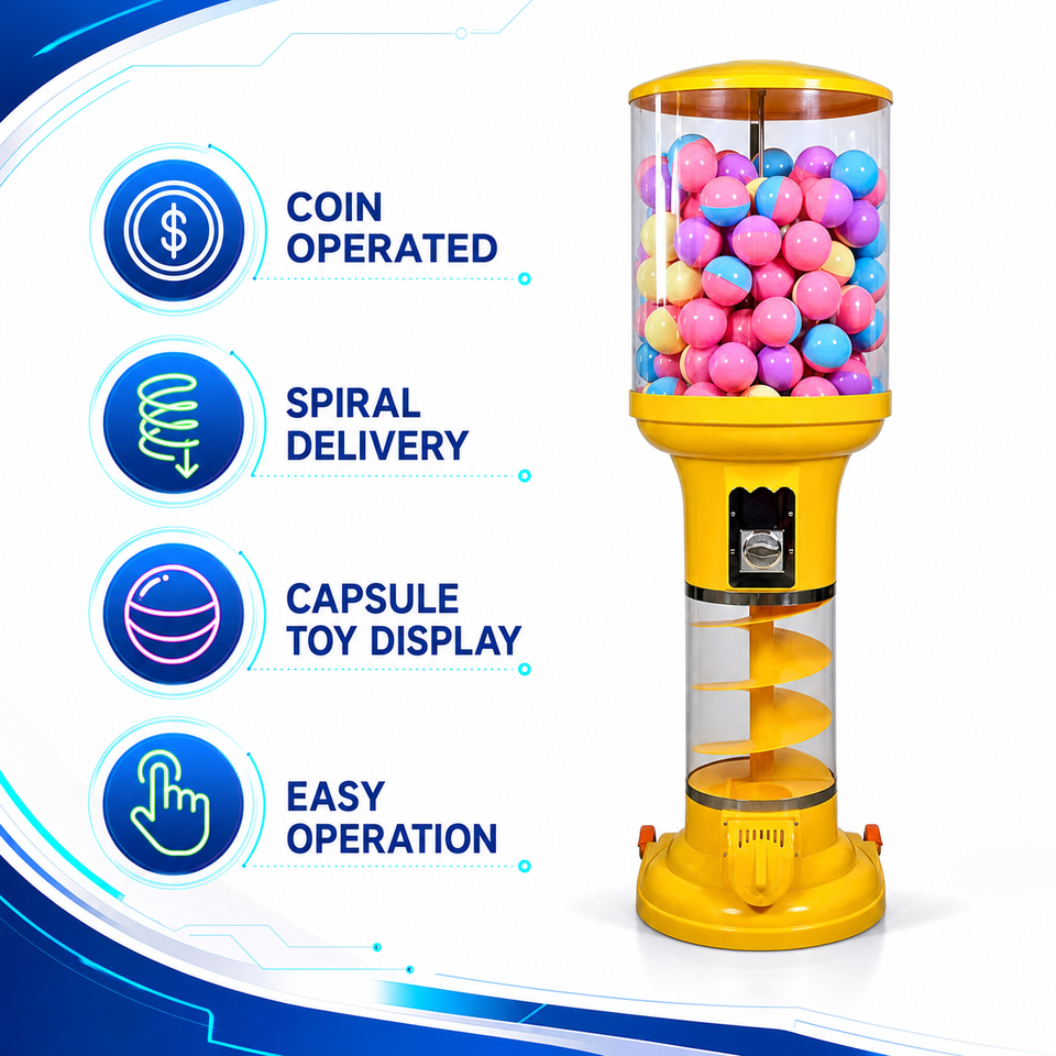 Commercial Gashapon Machine Coin Operated Spiral Capsule Vending ...