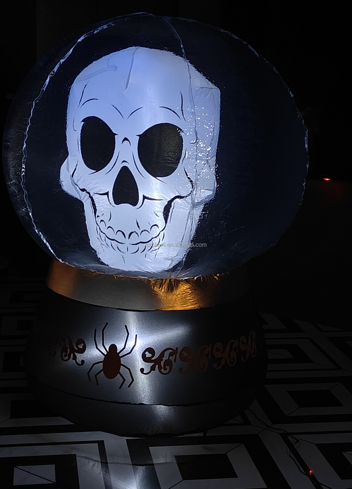 5ft Halloween Inflatable Crystal Ball, LED Ghost Orb for Yard Porch ...