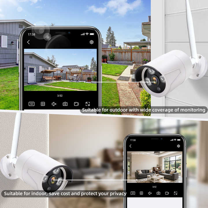 3MP Security Camera System Night Vision Wireless NVR Kit for Home Outdoor Security Supports SD ...