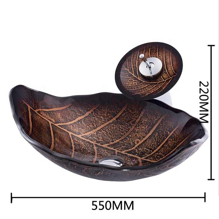 Leaf Sink Bowl - Elegant Glass Wash Basin for Bathroom