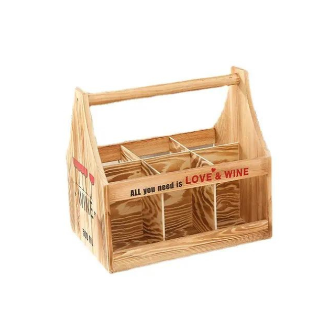 6-Bottle Wooden Beer Rack With Bottle Opener Carrier For Bar And ...