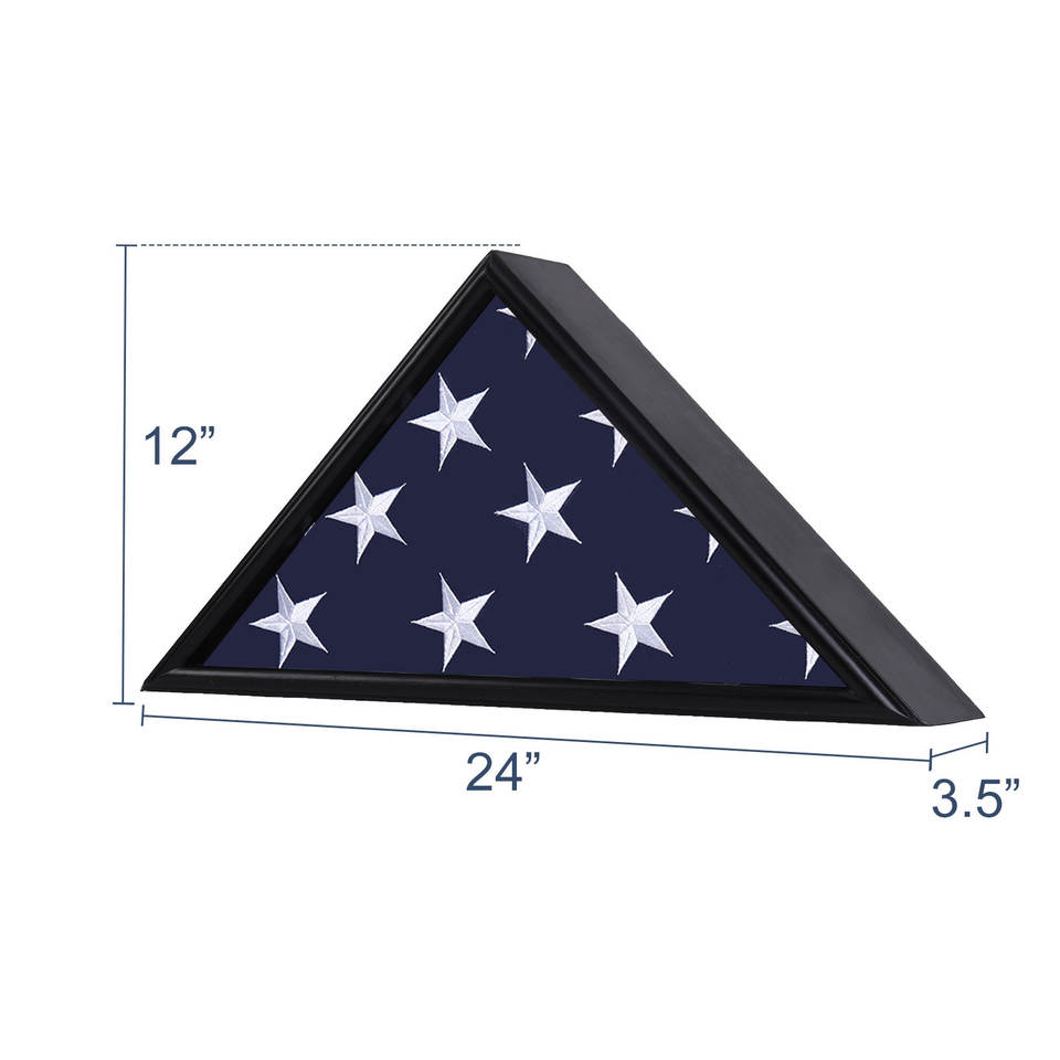 Triangle Solid Wood Flag Display Case - Military Shadow Box