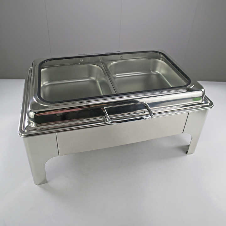 Large Glass Cover Buffet Stove Height Feet Stainless Steel Chafing Dish ...