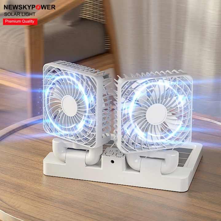 Cheap Price Rechargeable Double-Head Fan Type-C Strong Winds Mini Fan ...