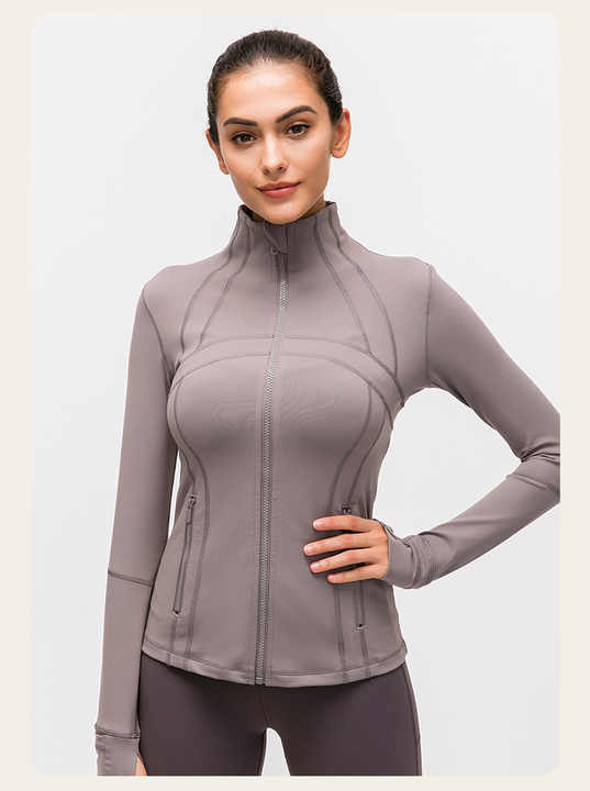 Zip Long Sleeve Sports Yoga Top Running Coat Workout Wear Gym Fitness Sportswear Yoga Jackets ...