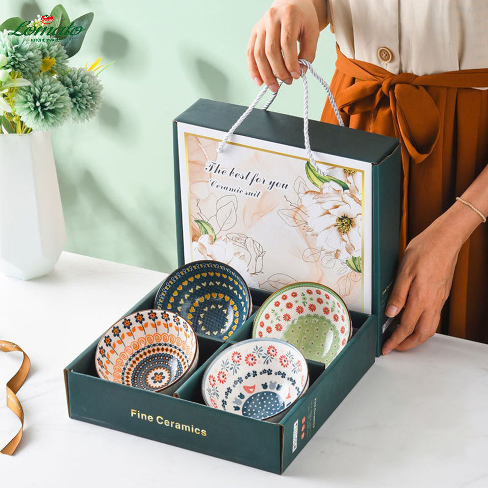 Wholesale Gift Box Blue and White Porcelain Bohemian 2 4 6 Ceramic Bowl ...