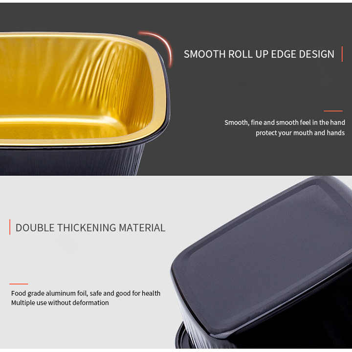 Eco-friendly Food Packaging - Black Gold Aluminum Trays