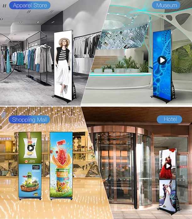 GOB Floor Standing Led Mirror Screen Digital Signage Display P1.86P2 ...