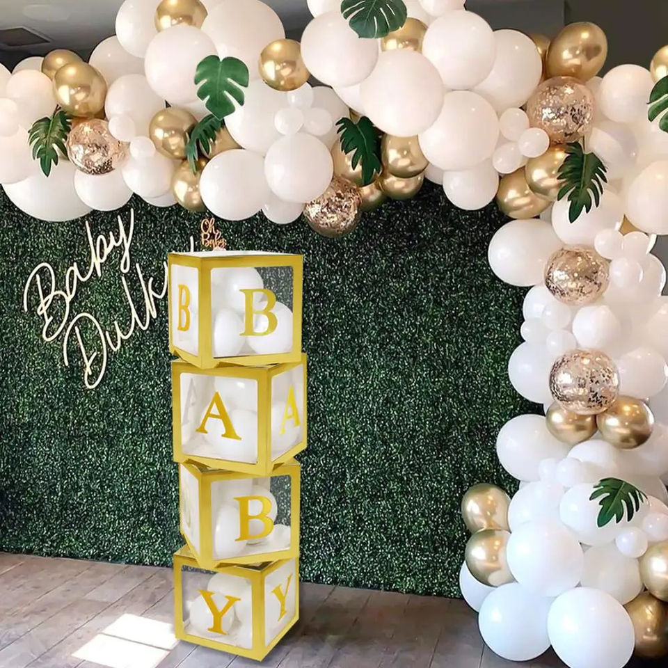 Gold Transparent Balloon Box With Letter Custom Acrylic Party ...