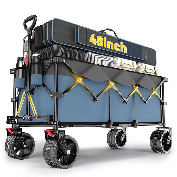48''L Collapsible Foldable Extended Compact Folding Wagon Cart for Car ...