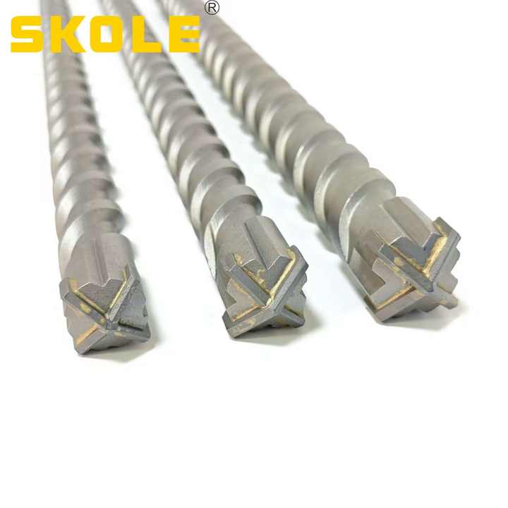 SDS Max Shank Carbon Steel Electric Hammer Drill Bits 4 Cutter Twist ...