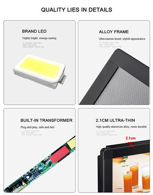 Hanging Ultra-Slim Glass LED Light Box LED Menu Board for Fast Food ...