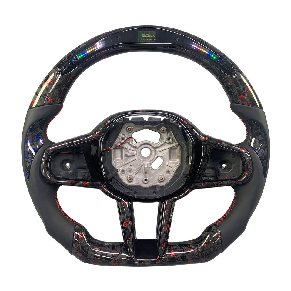 For CS Custom Carbon Fiber & Leather Sports Steering Wheel with LED ...