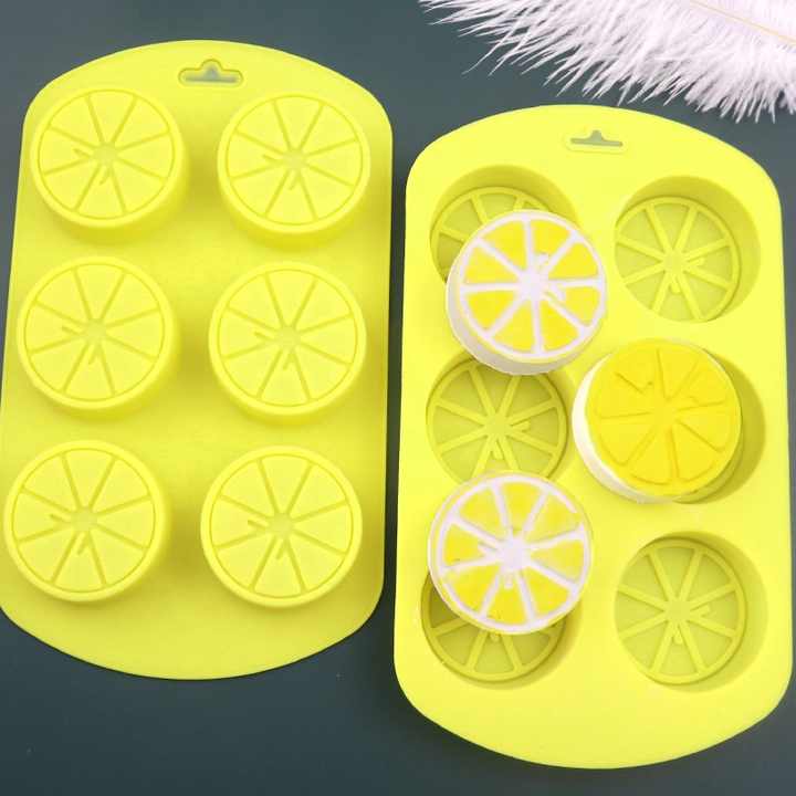 6 Holes DIY Round Lemon Shape Handmade Cake Mold Baking Silicone ...