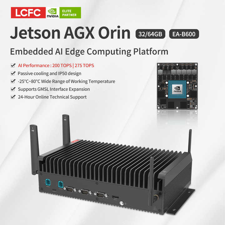 Jetson AGX Orin-64GB AI Edge Computer EA-B600 Fanless Industrial Embedded Development Board with ...